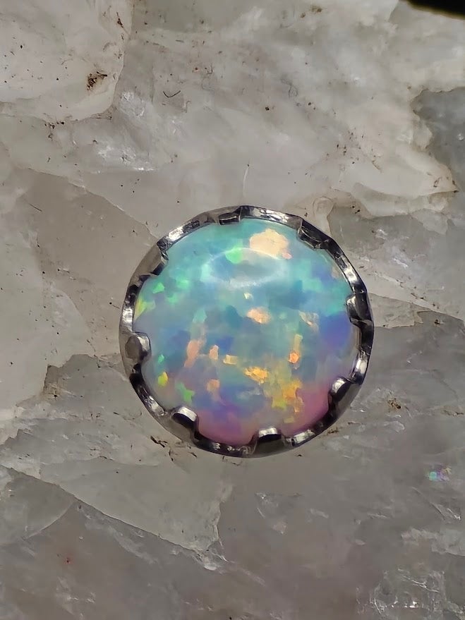 Opal Prong Cabochon Flat Titanium Internal Threaded End | Poppy's ...