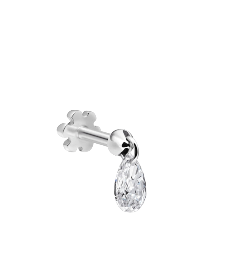 CZ TearDrop Internal Threaded Titanium End | Poppy's Parlour, LLC