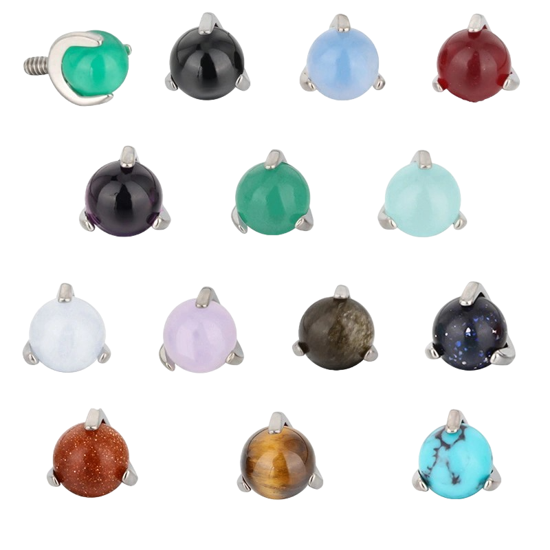 Genuine Stone Ball Prong Internal Threaded Titanium End | Poppy's ...