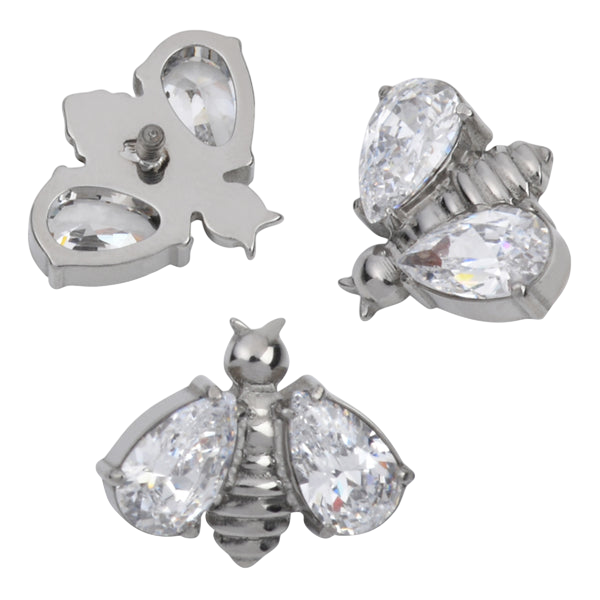 Bee Cz Wings Internal Threaded Titanium End | Poppy's Parlour, LLC